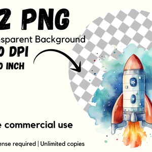 Watercolor Space Themed 22 Clipart, Galaxy Planets Clipart, Astronaut ...