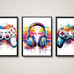 Gaming Prints, Gaming Poster, Gaming Wall Art Set of 3, Gaming Room ...