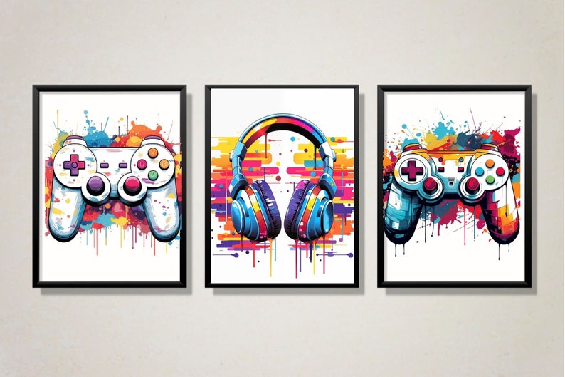 Gaming Prints, Gaming Poster, Gaming Wall Art Set of 3, Gaming Room ...