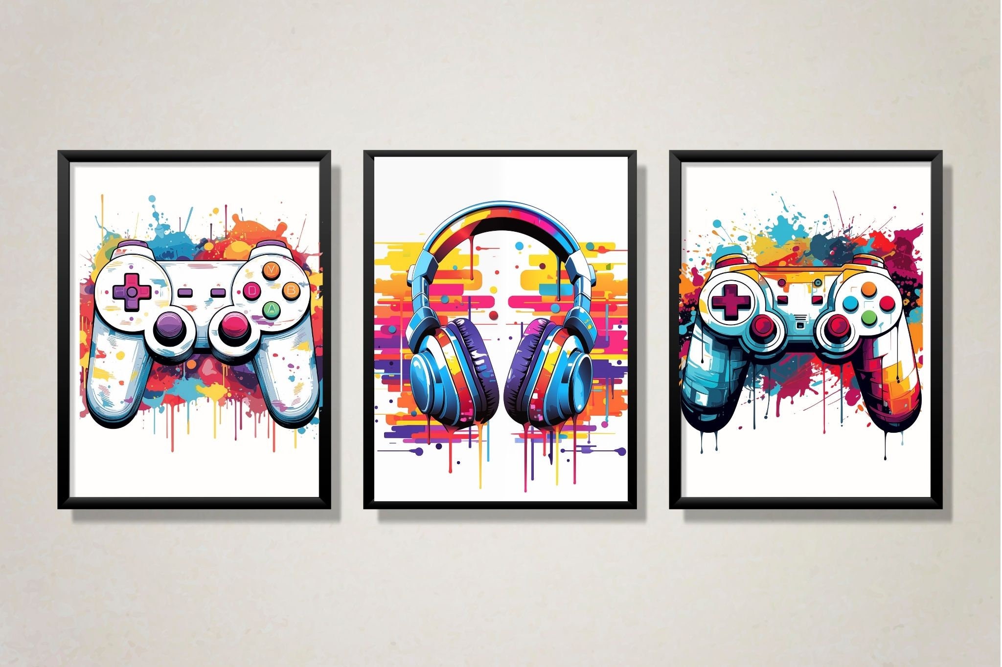 Gaming Prints, Gaming Poster, Gaming Wall Art Set of 3, Gaming Room ...