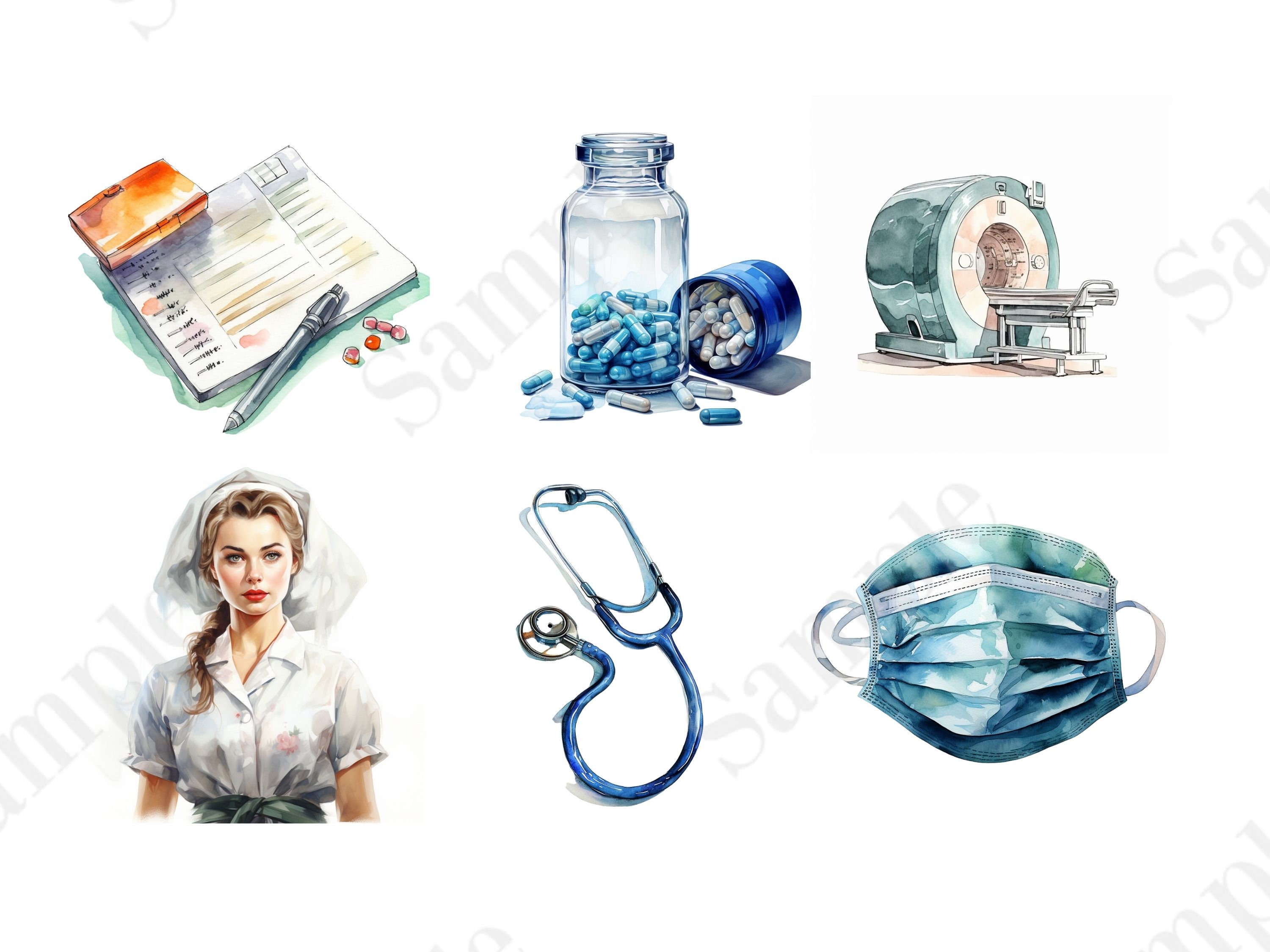 Watercolor Medical Clipart | Health, Doctor, Nurse, Ambulance, Hospital ...