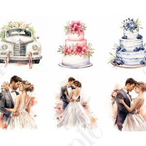 Watercolor Wedding Themed Clipart, Wedding Timeline Clipart, Wedding ...