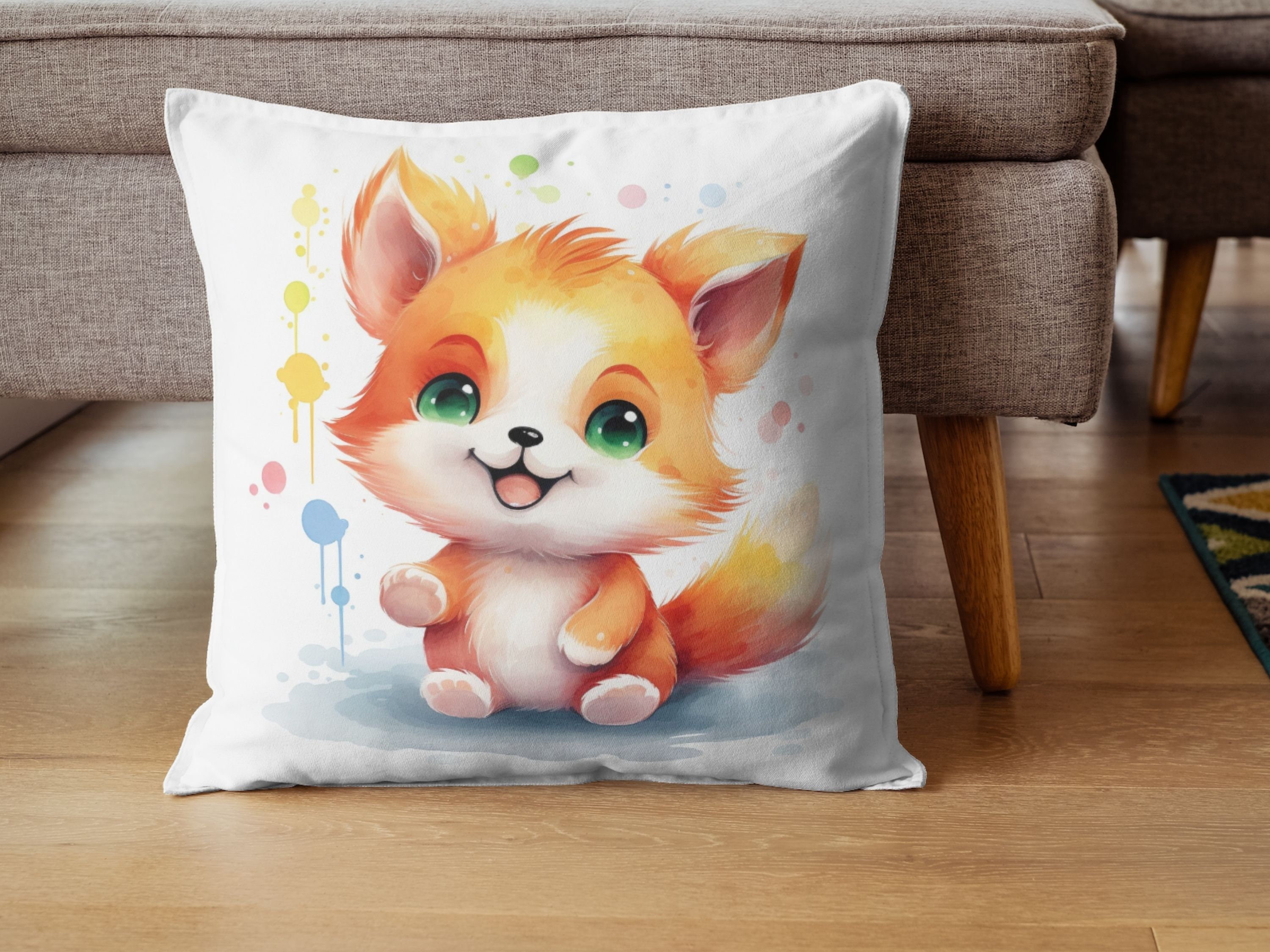 24 Watercolor Rainbow Fox Clip Art, Colorful Fox Clipart, , Fox ...