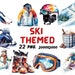 Watercolor Ski Themed Clipart, Winter Sports Clipart, Skiing ...