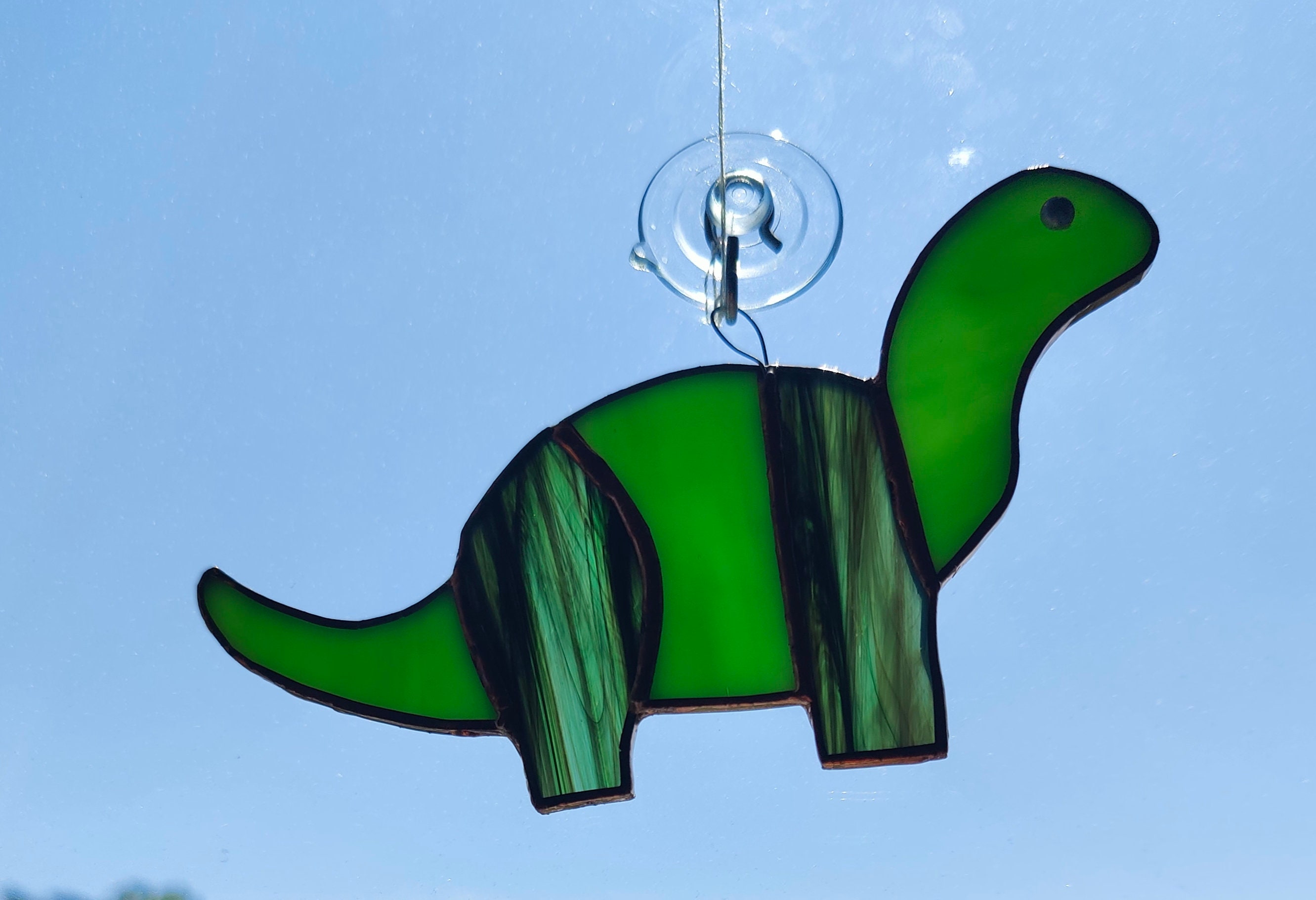Handcrafted Stained Glass Dinosaur Suncatcher - Etsy