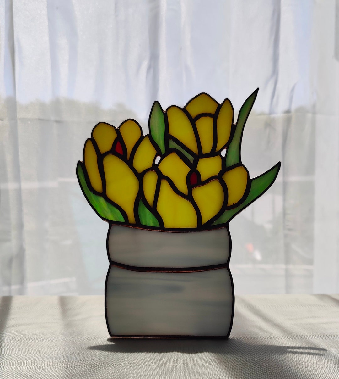 Handmade Standing Stained Glass Crocus Plant - Etsy