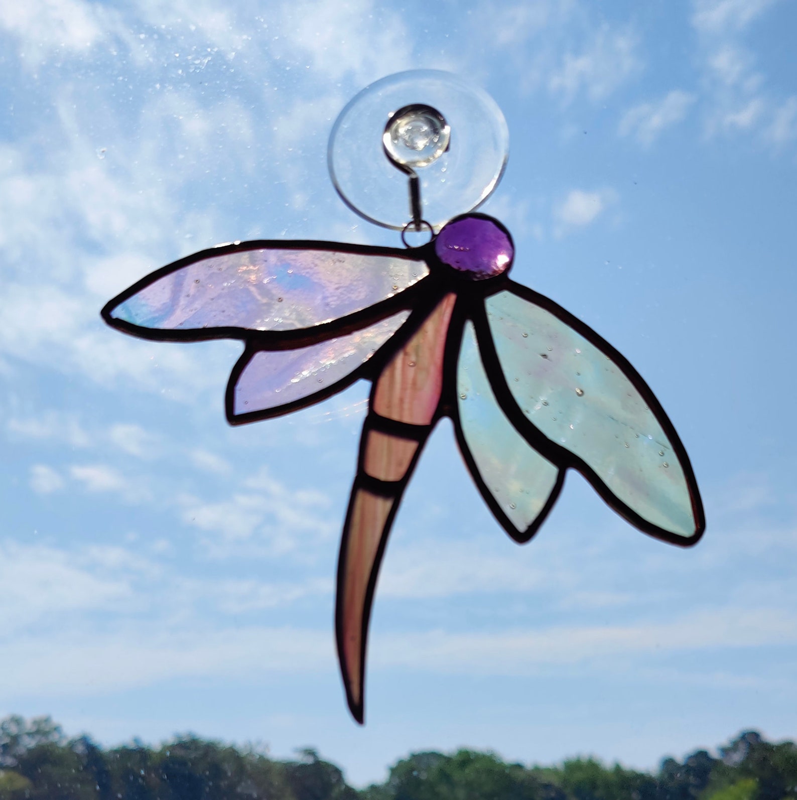 Handmade Stained Glass Dragonfly Suncatcher - Etsy