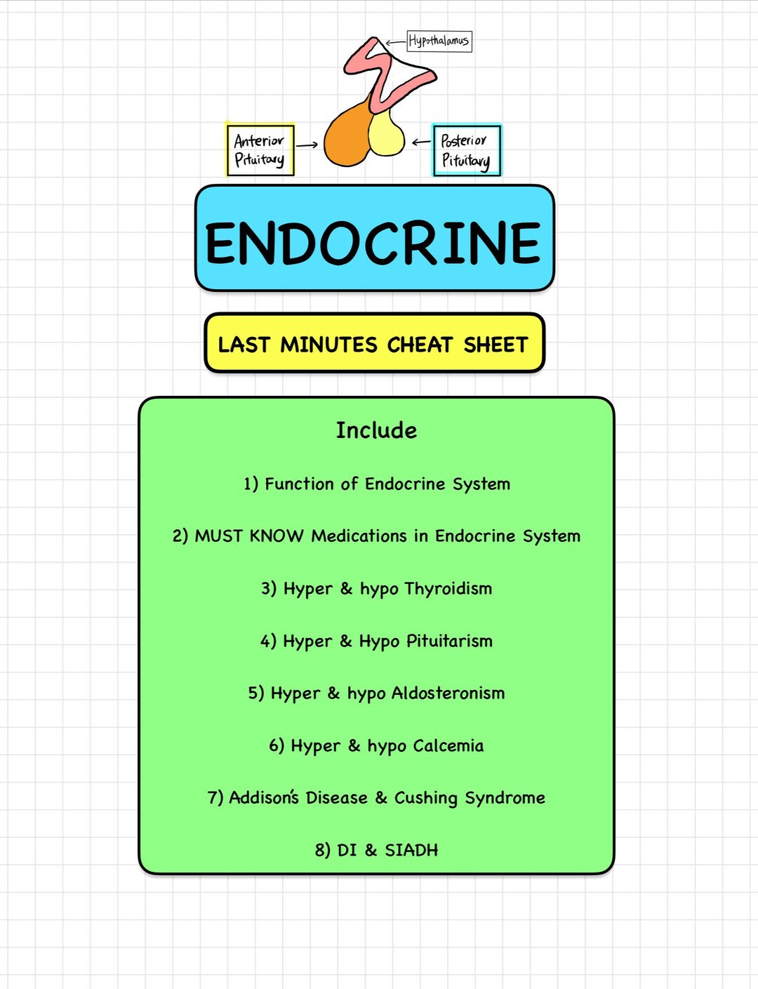 Simple_nclex endocrine System-last Minutes Cheat Sheet - Etsy