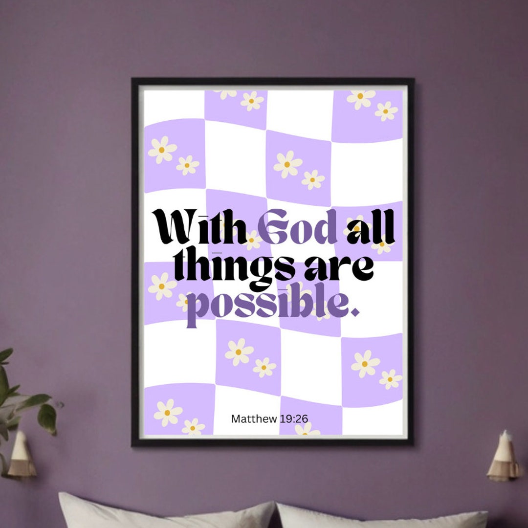 Christian Wall Art, Matthew 19:26, Digital Art, Scripture Wall Art ...
