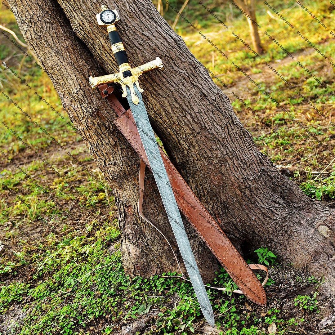 Handmade Damascus Steel King Solomon Crusader Sword Star of David ...