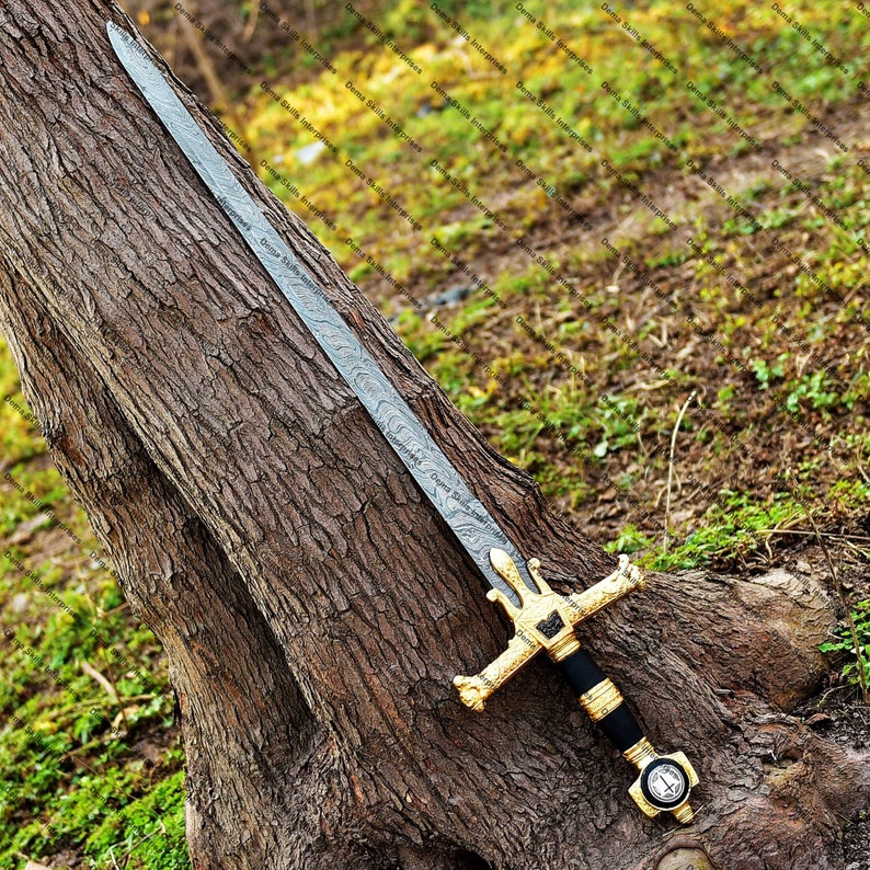 Handmade Damascus Steel King Solomon Crusader Sword Star of David ...