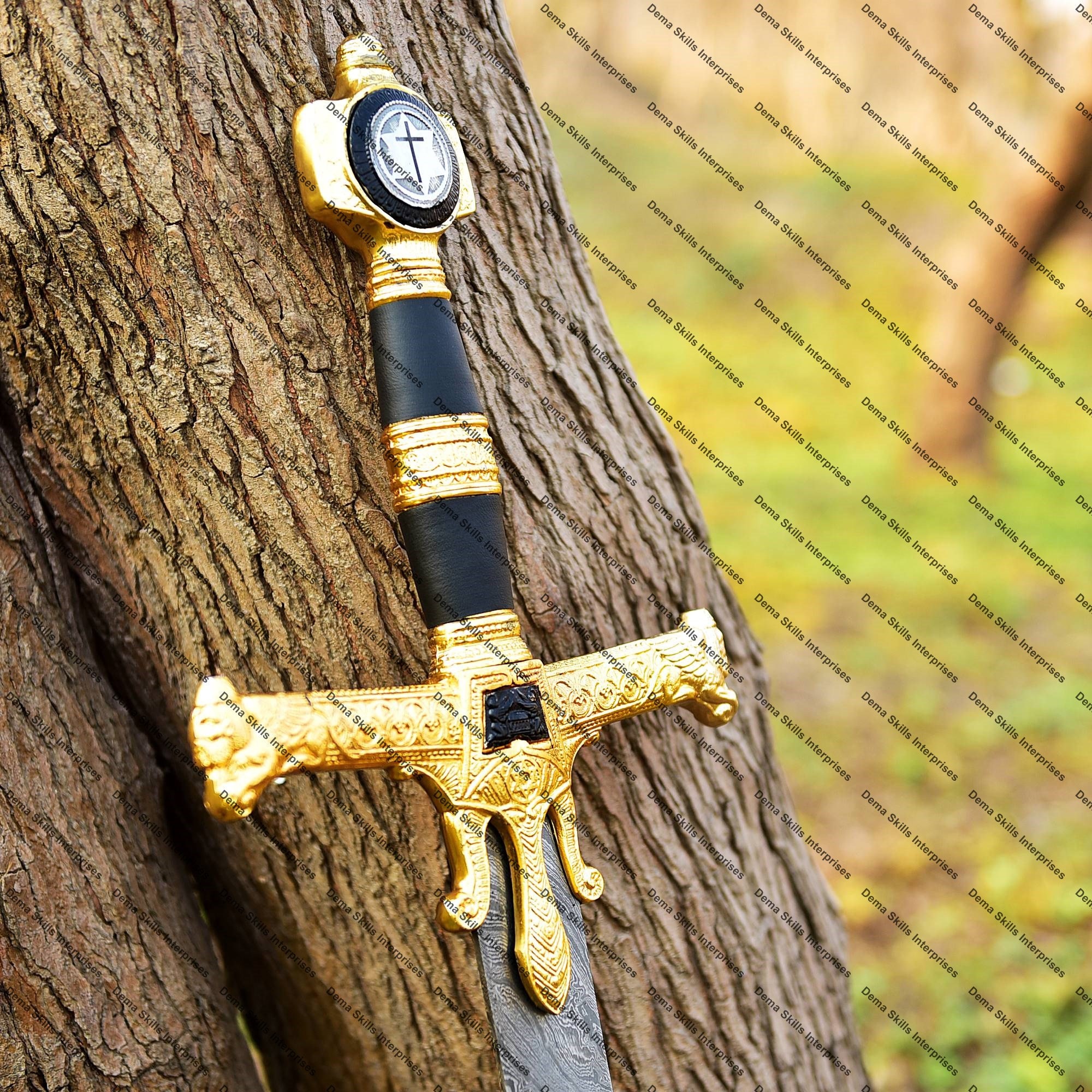 Handmade Damascus Steel King Solomon Crusader Sword Star of David ...