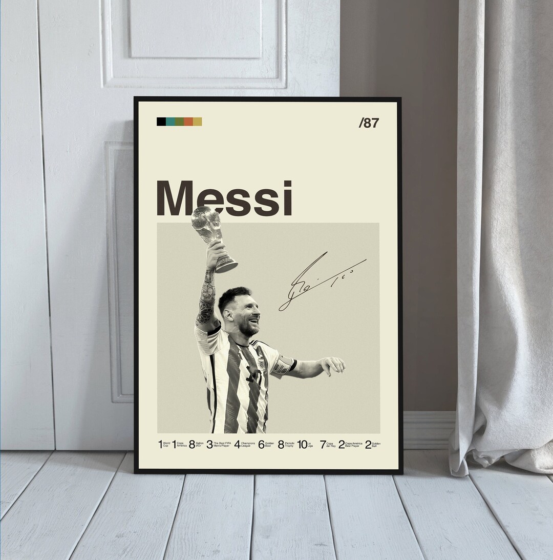 Lionel Messi Inspired Postersoccer Mid-century Modern Minimalist ...