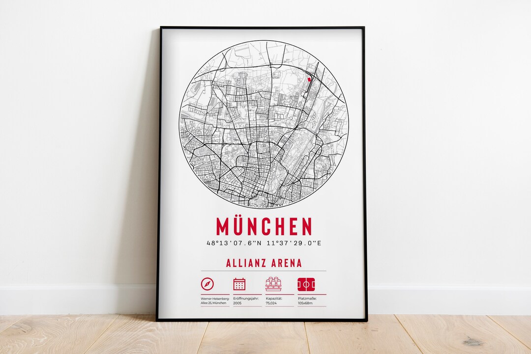 Bayern Munich Poster, Allianz Arena Stadium Poster, Wall Art, Wall ...
