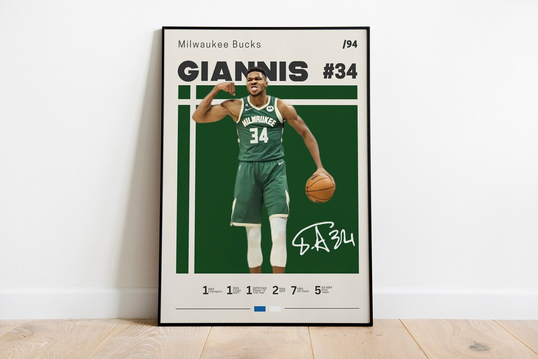 Giannis Antetokounmpo Inspired Poster , Milwaukee Bucks Art Print , NBA ...