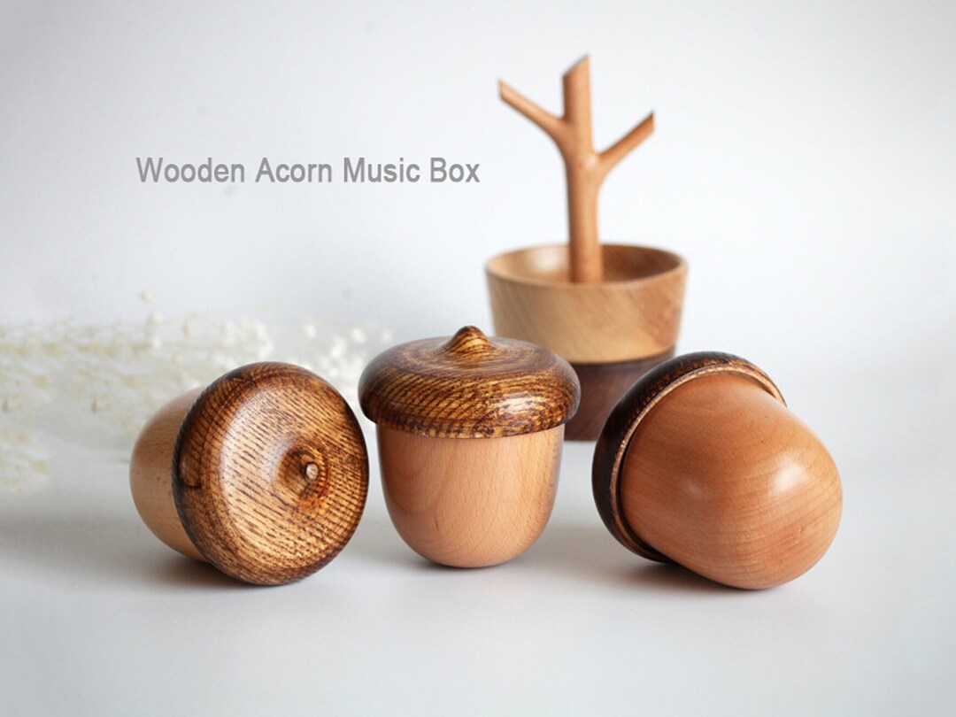 Wooden Acorn Music Box Standing Acorn the Whirling Acorns Acorn Box Gift for Kids - Etsy