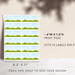 Print & Cut Label Page 4x1.5" | Canva Template Print Format Page 8.5x11", Drag and Drop Print ...