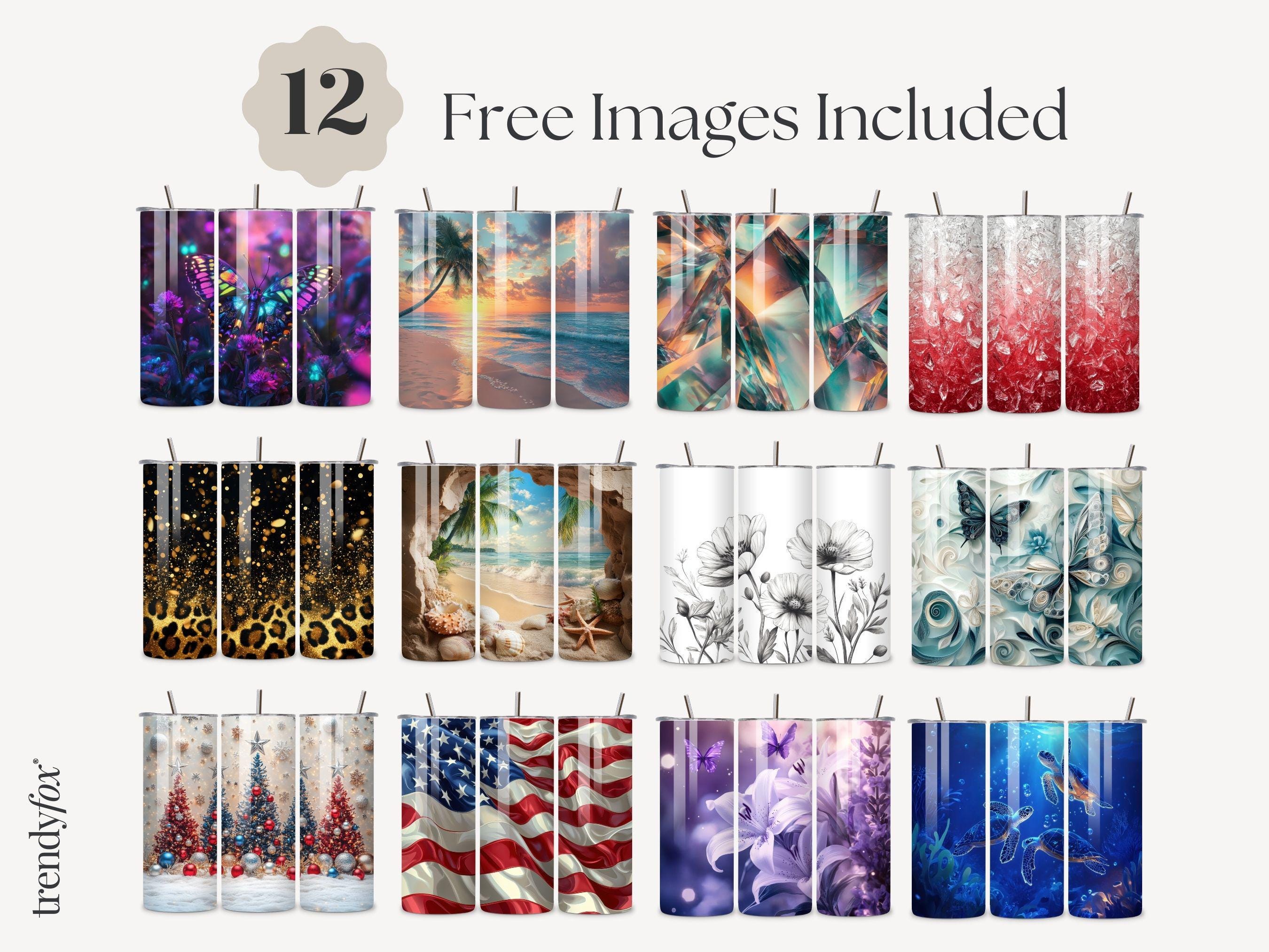20 Oz 3D Pink Bling Glam Tumbler Wrap, Straight Skinny Sublimation ...