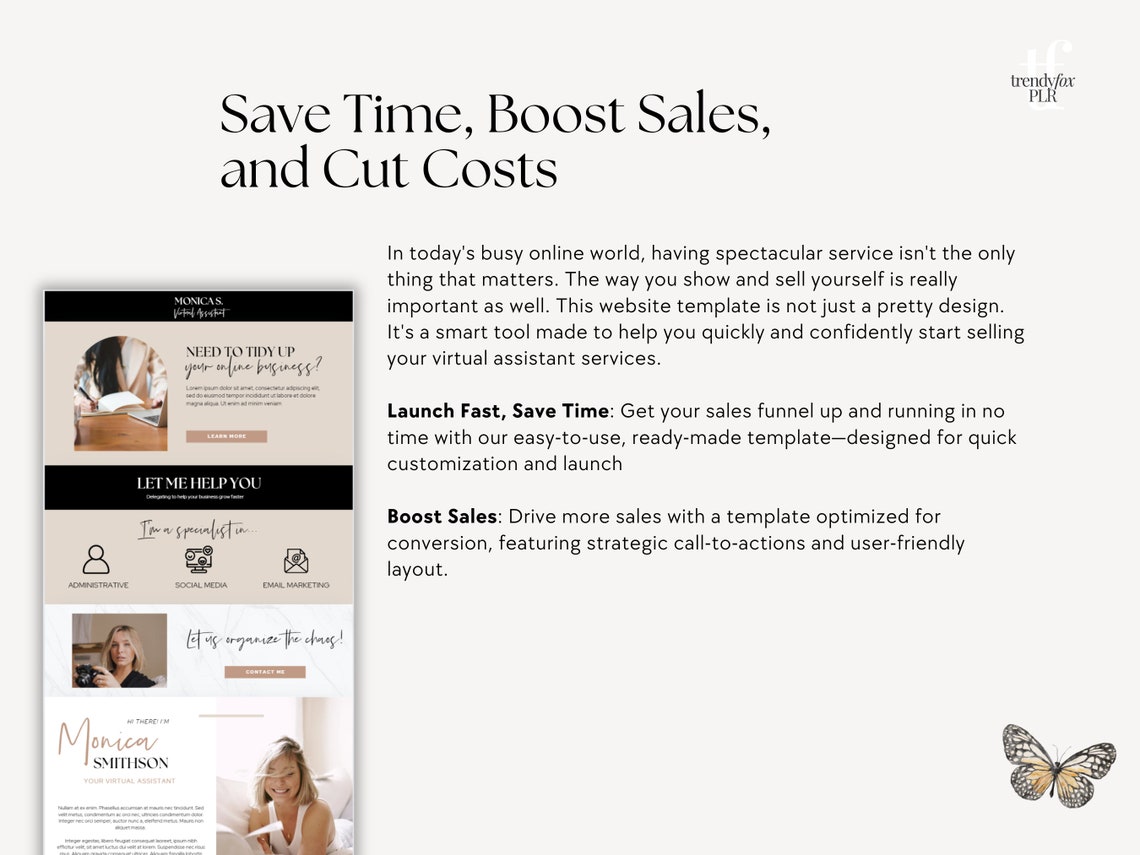 Virtual Assistant Canva Sales Page Template, VA Services Canva Website ...
