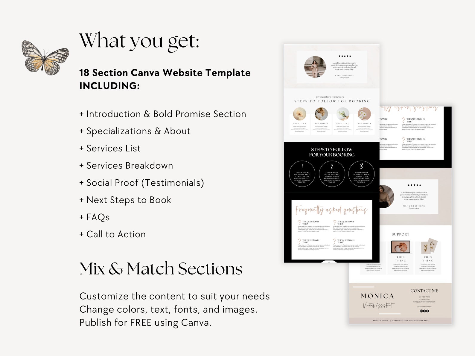 Virtual Assistant Canva Sales Page Template, VA Services Canva Website ...