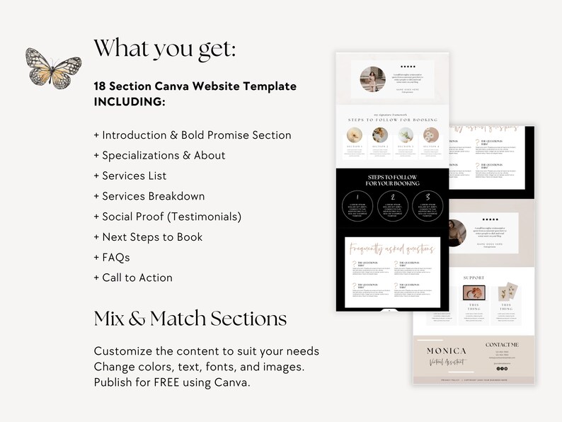 Virtual Assistant Canva Sales Page Template, VA Services Canva Website ...