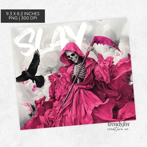 Funny Gothic Skeleton SLAY 20oz Tumbler Sublimation Design, Sarcastic ...