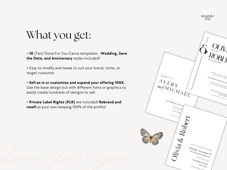 Commercial Use Wedding Invitation Canva Template PLR Bundle, Resell ...