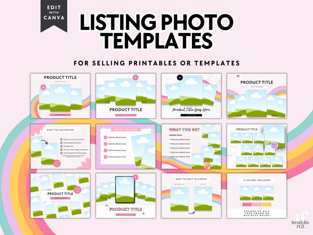 Colorful Etsy Listing Photos Infographics for Canva Template Sellers or ...