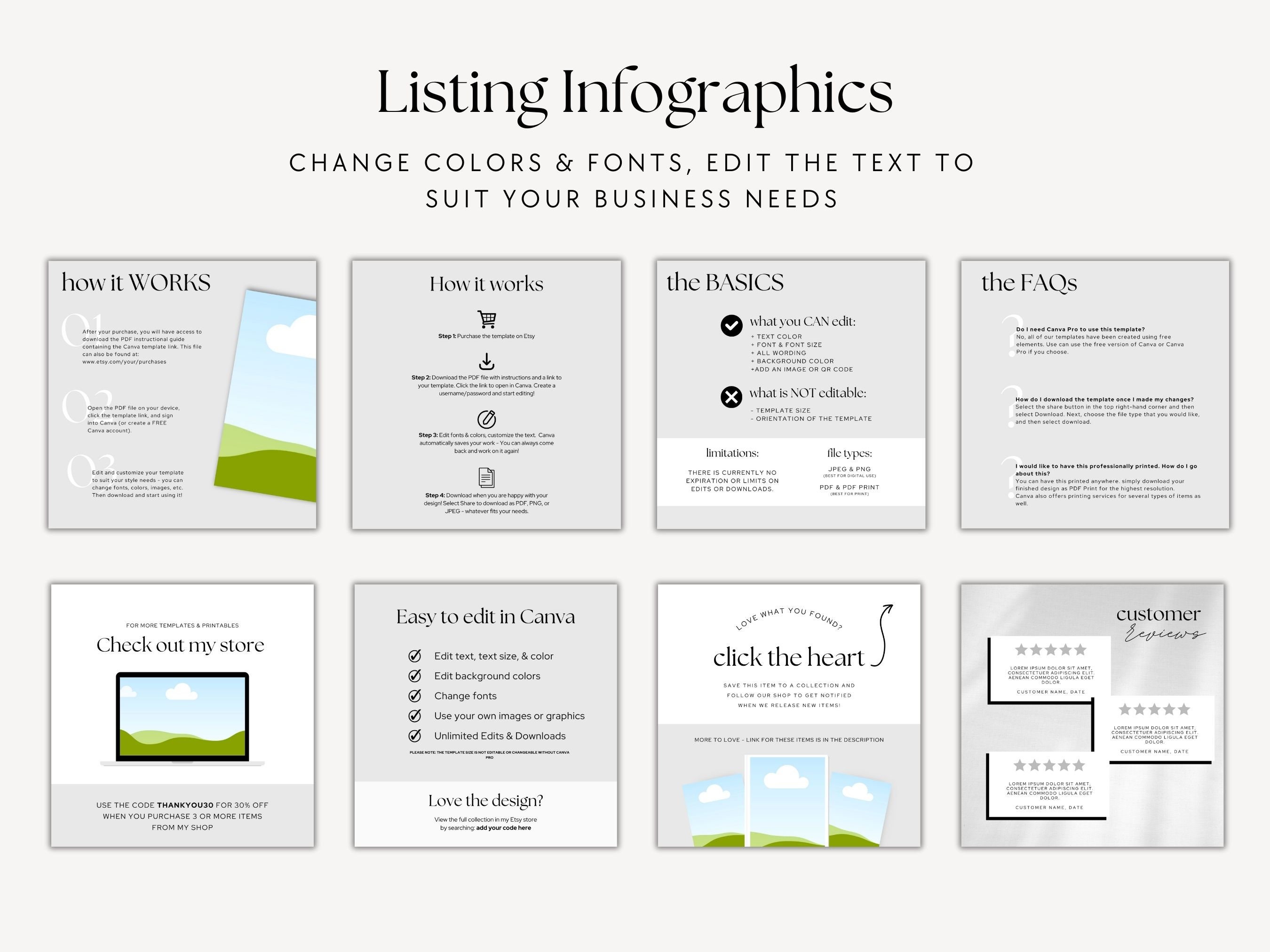 Etsy Listing Photos Infographics for Canva Template Sellers or Digital ...