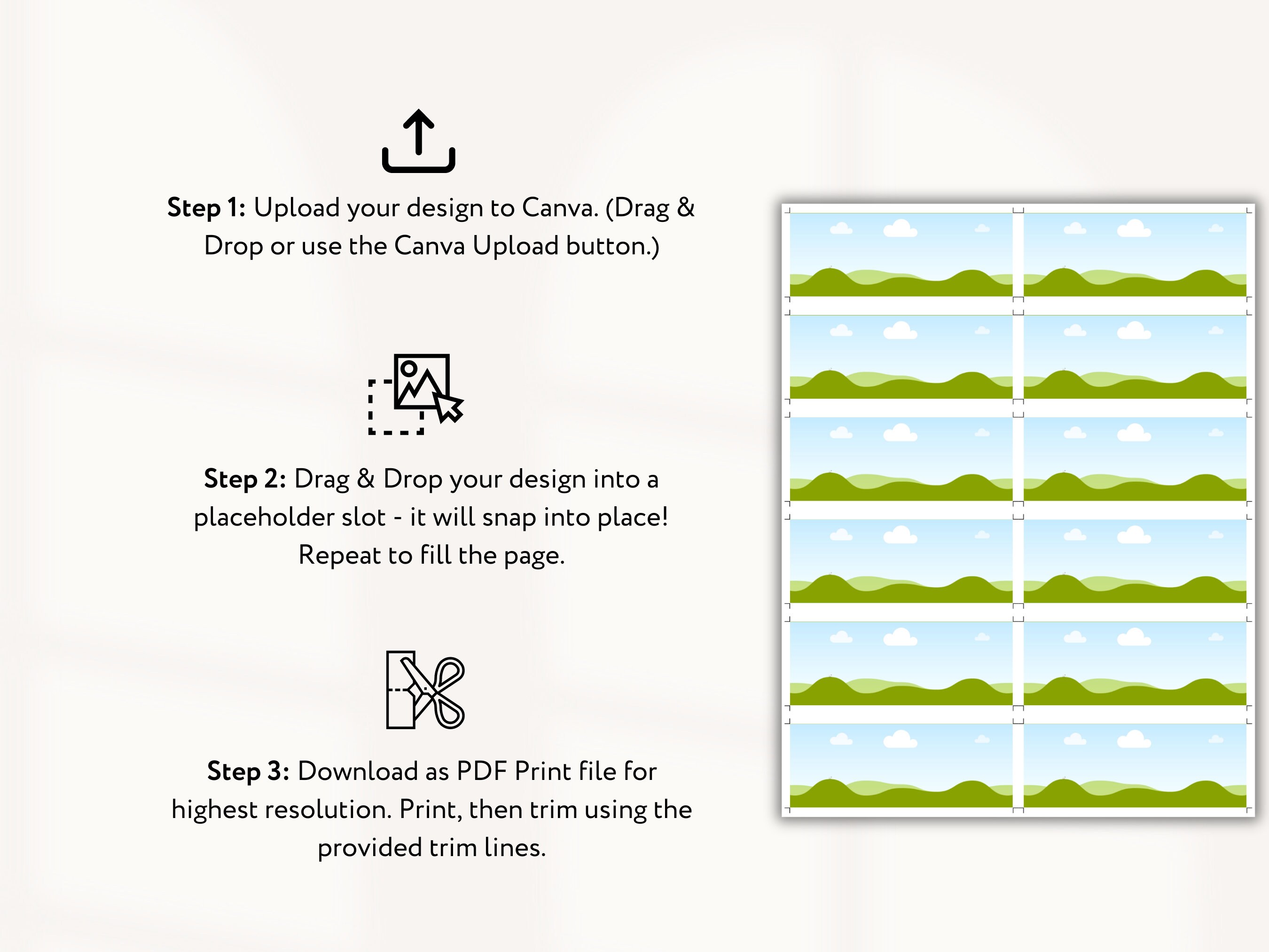 Print & Cut Label Page 4x1.5" | Canva Template Print Format Page 8.5x11 ...