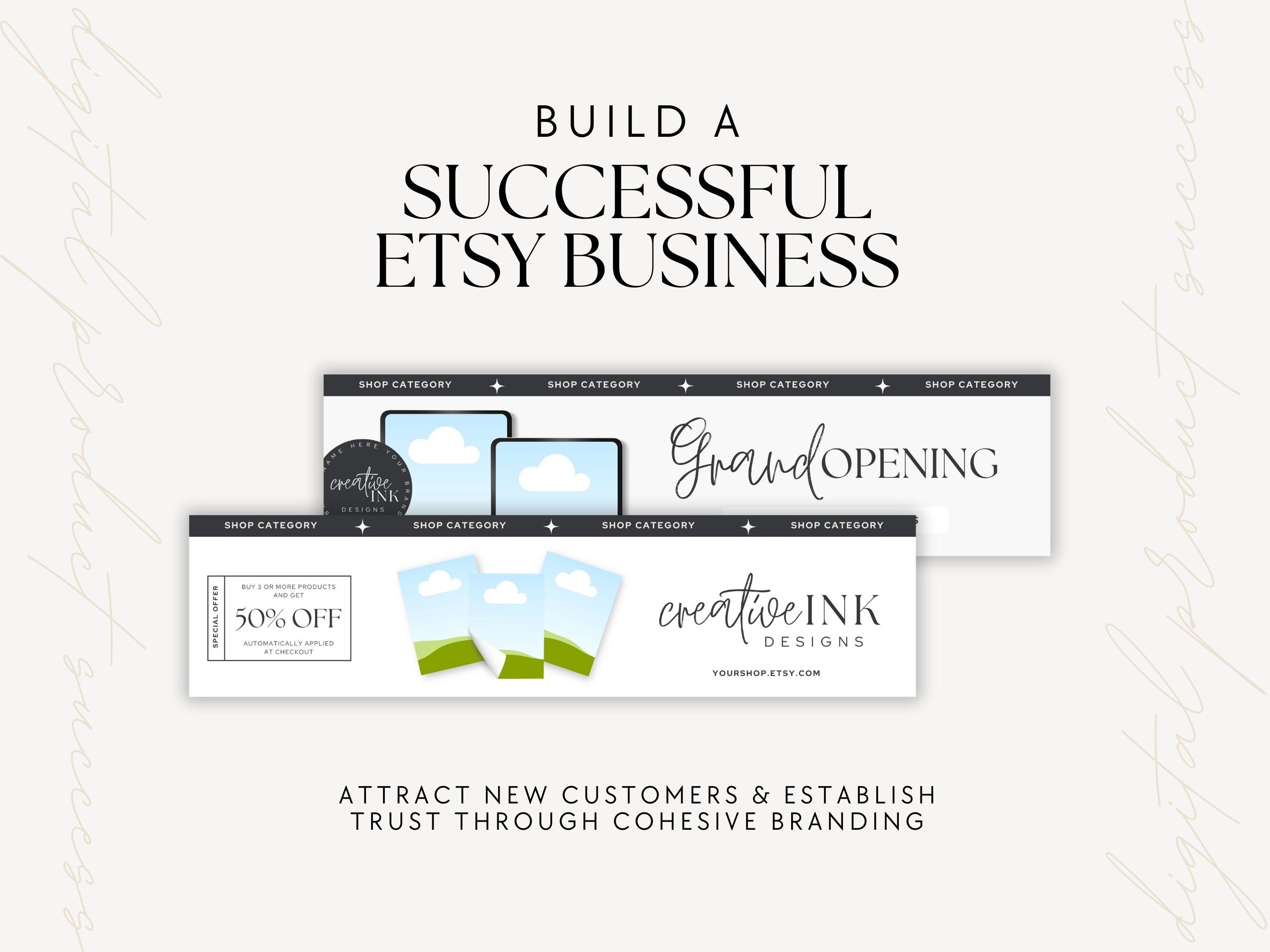 Etsy Branding for Digital Products, Etsy Banner Template Canva, DIY ...