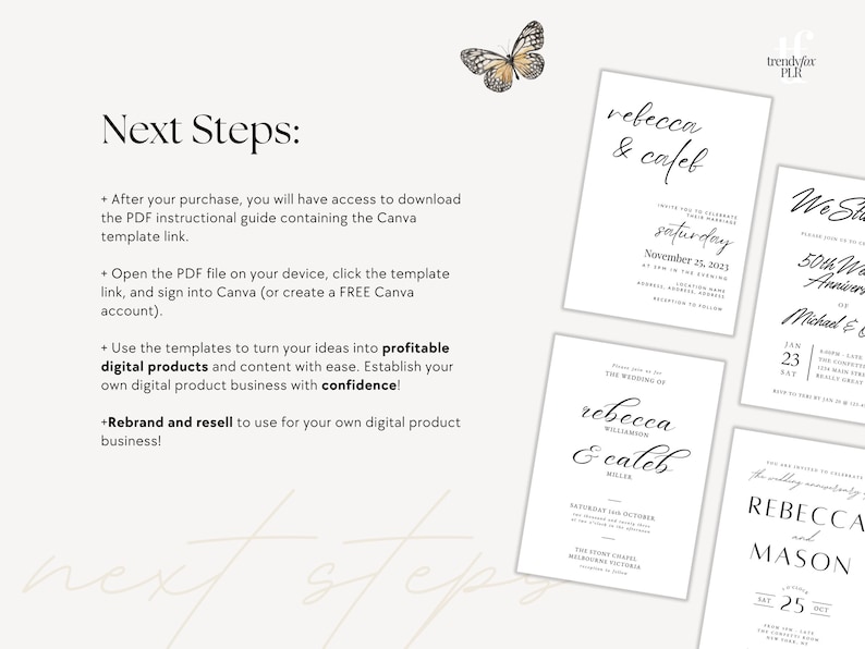 Commercial Use Wedding Invitation Canva Template PLR Bundle, Resell ...