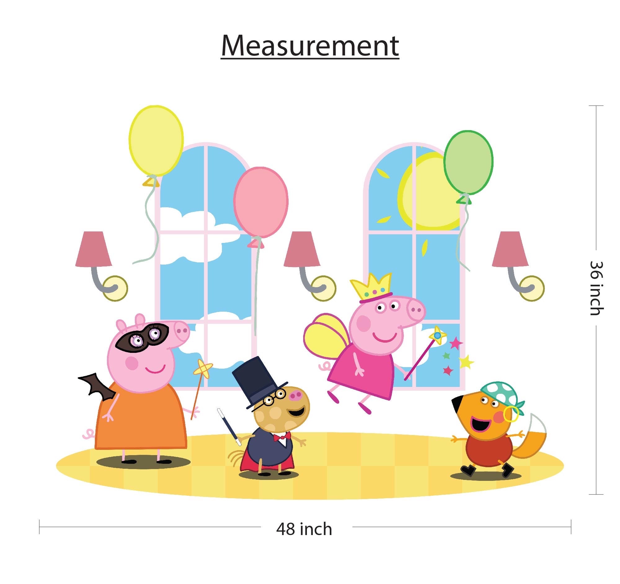 Peppa Pig Wall Decal Peppa Family Wall Decal Piglet Cartoon Hasbro Wall ...