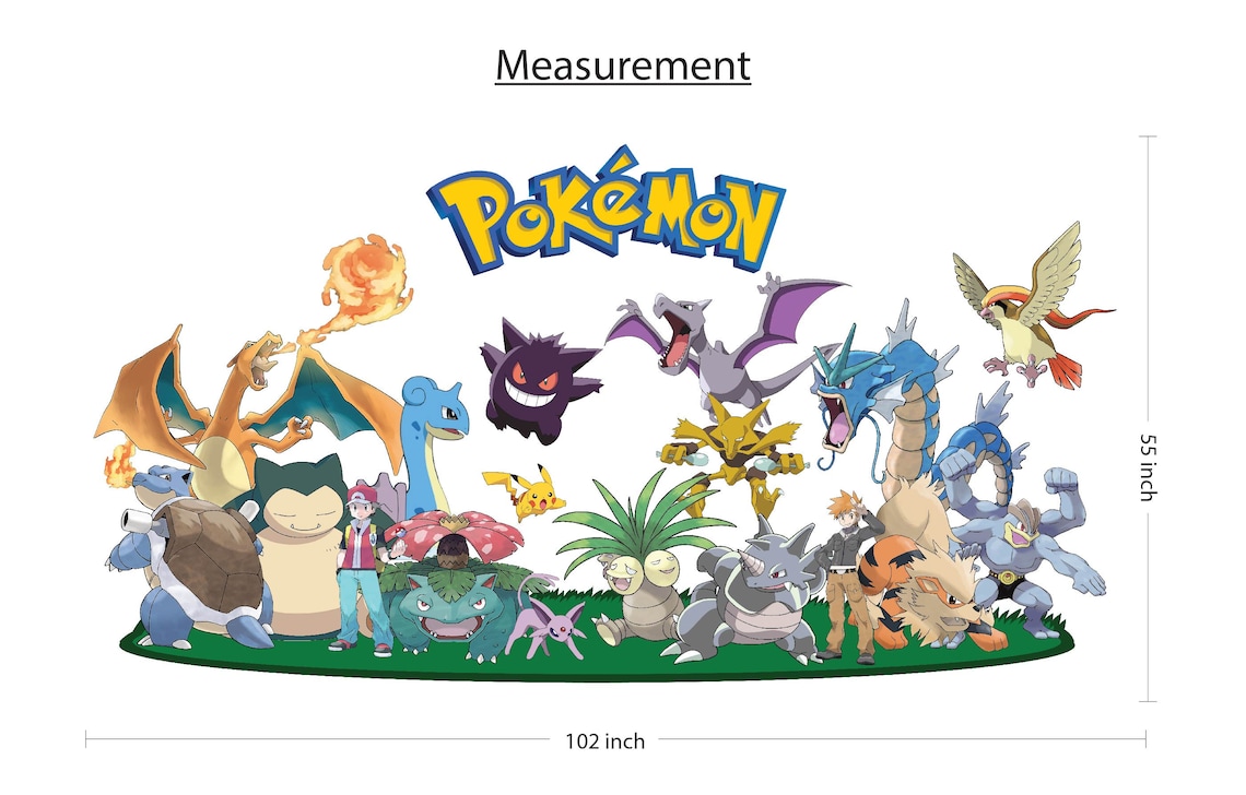 Pikachu Wall Decal Pokemon Wall Art Snorlex Wall Decal Charlizard ...