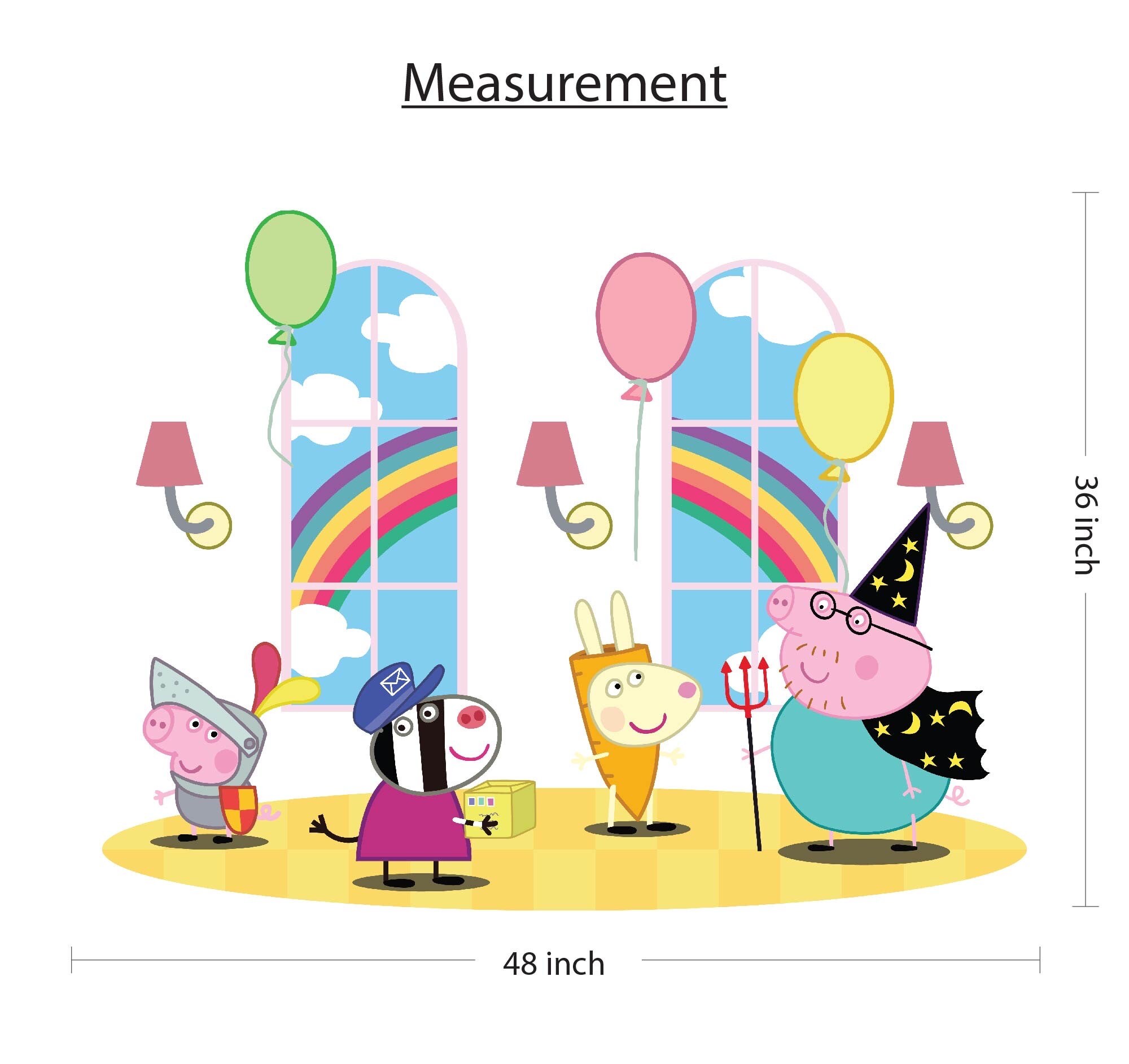 Peppa Pig Wall Decal Peppa Family Wall Decal Piglet Cartoon Hasbro Wall ...