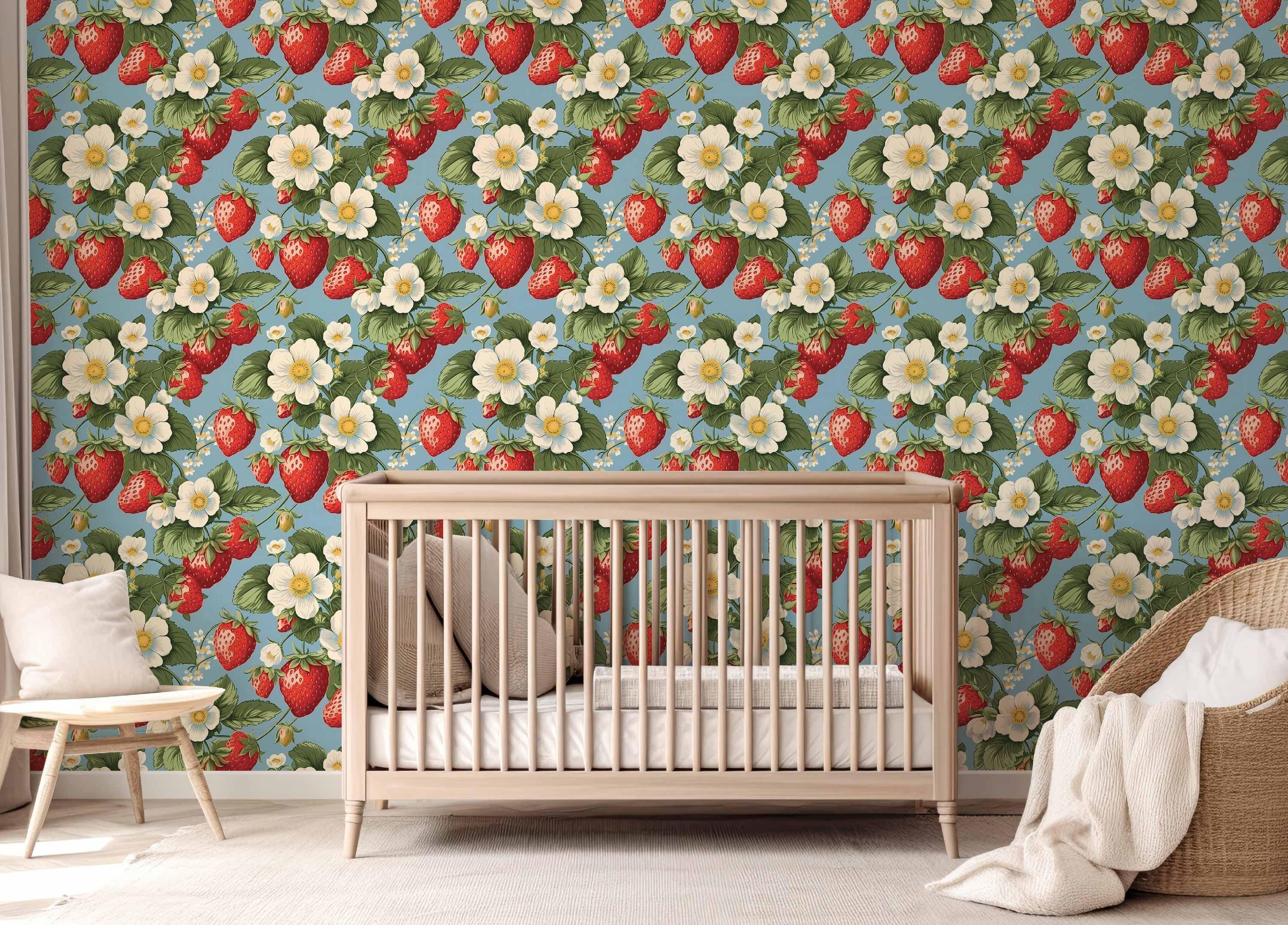 Seamless Retro Strawberry Wallpaper Vintage Pattern Wallpaper Retro ...