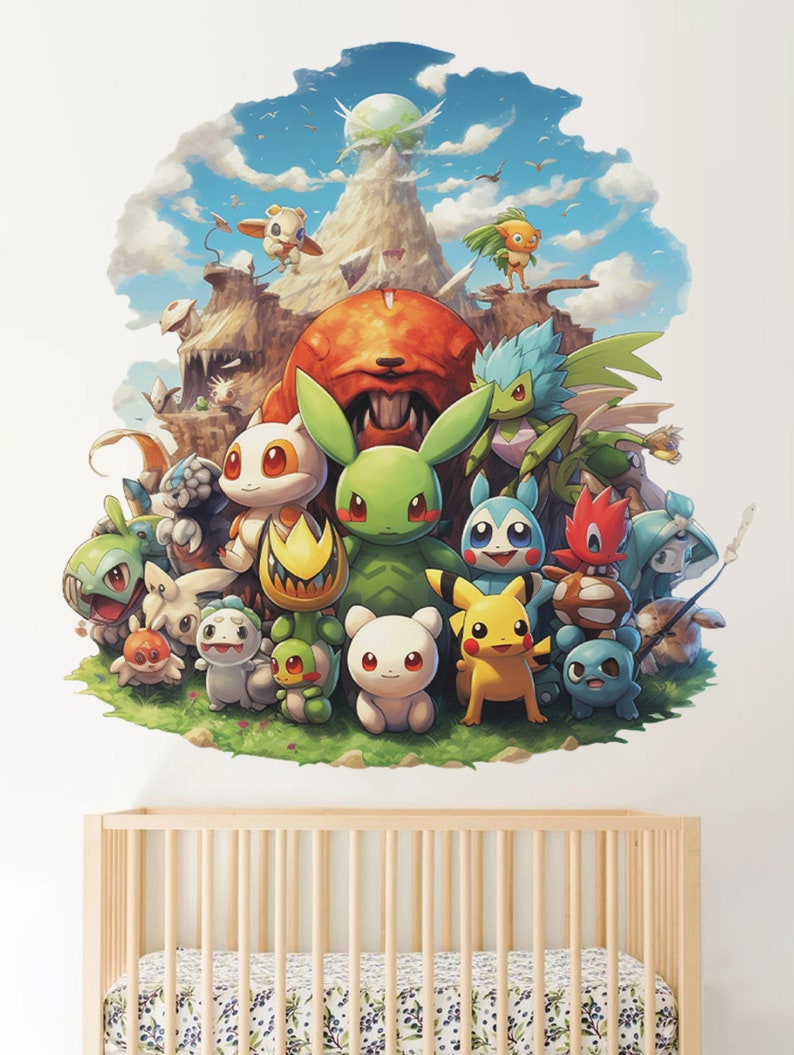 Pokemon Go Wall Decal 3D Pokemon Wall Art Japanese Monsters Wall ...