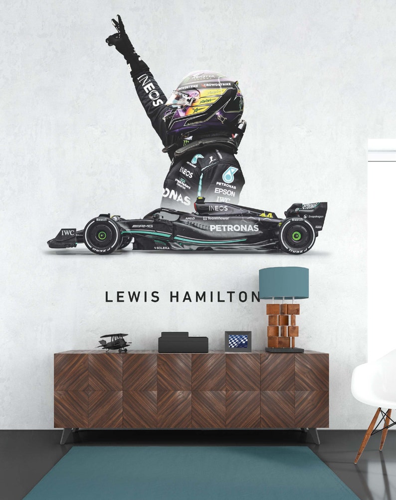 Formula 1 Wall Decal Grand Prix Mercedes F1 Wall Sticker Lewis Hamilton ...