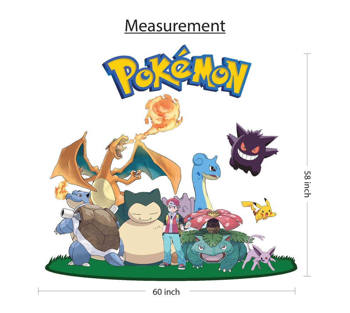 Pikachu Wall Decal Pokemon Wall Art Snorlex Wall Decal Charlizard ...