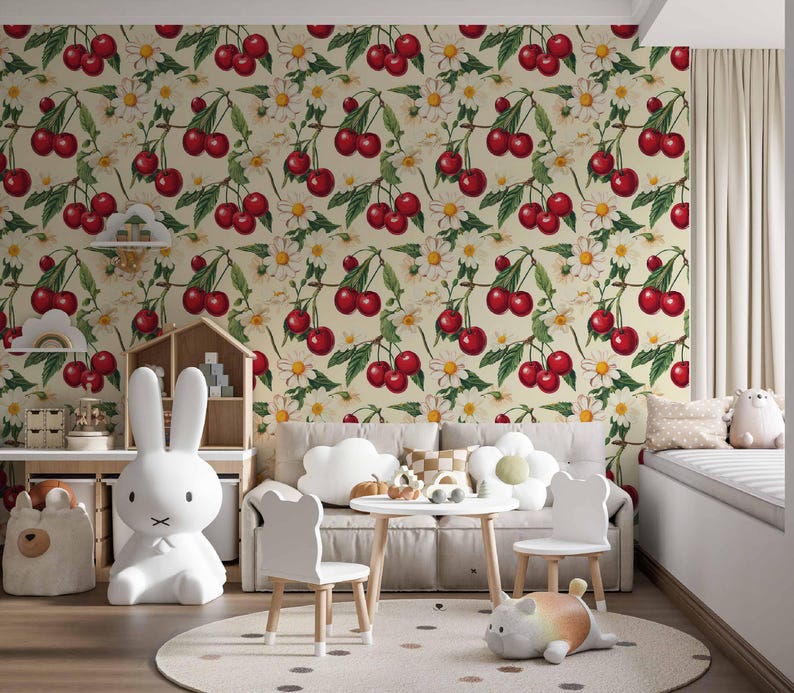 Cherry Retro Wallpaper Seamless Vintage Cherry Wallpaper Retro Pattern ...