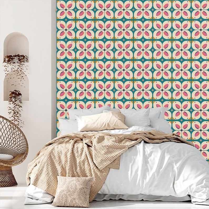 Vintage Pattern Wallpaper Retro Wall Sticker Repetitive Birds Wall Art ...