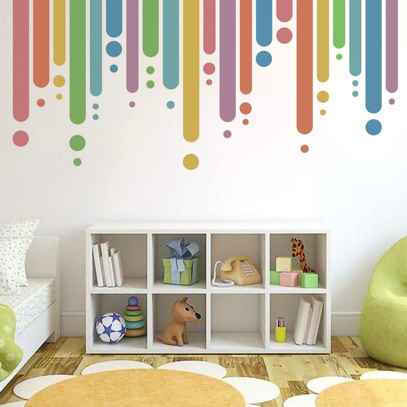 Colourful Vector Wallpaper Lines Gradient Wall Sticker Rainbow Wall ...