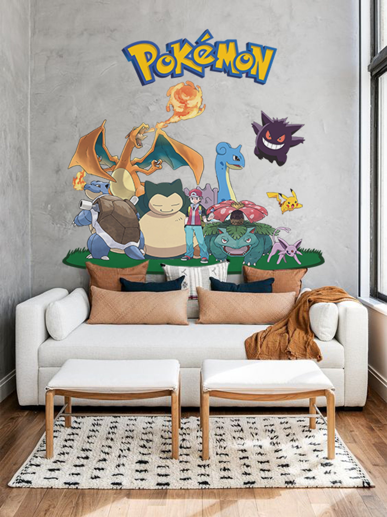 Pikachu Wall Decal Pokemon Wall Art Snorlex Wall Decal Charlizard ...