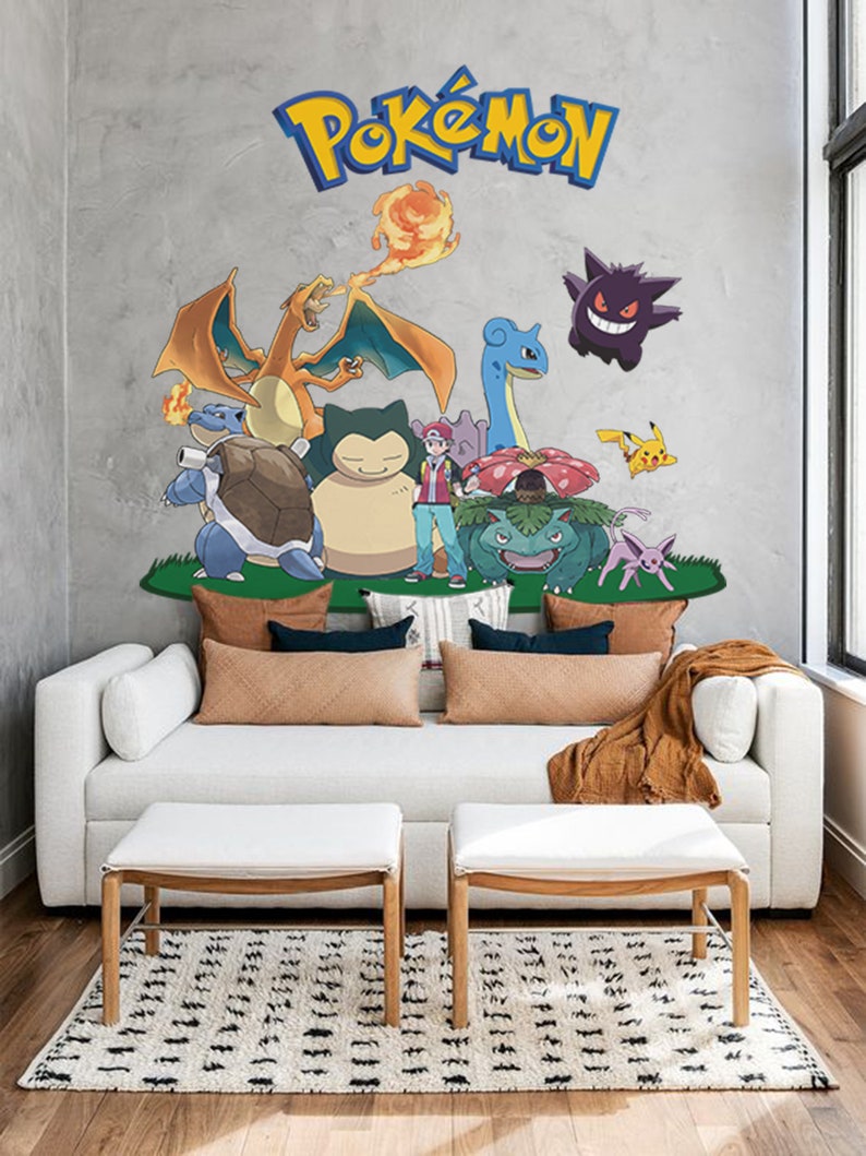 Pikachu Wall Decal Pokemon Wall Art Snorlex Wall Decal Charlizard ...