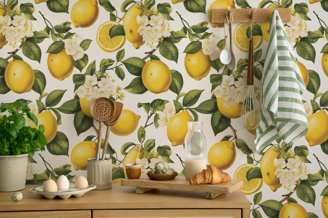 Lemon Retro Wallpaper Seamless Vintage Lemon Wallpaper Retro Patterned ...