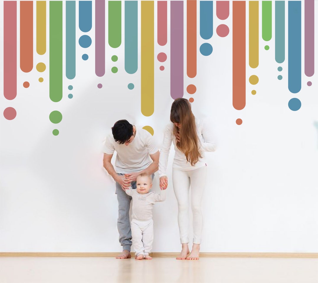 Colourful Vector Wallpaper Lines Gradient Wall Sticker Rainbow Wall ...