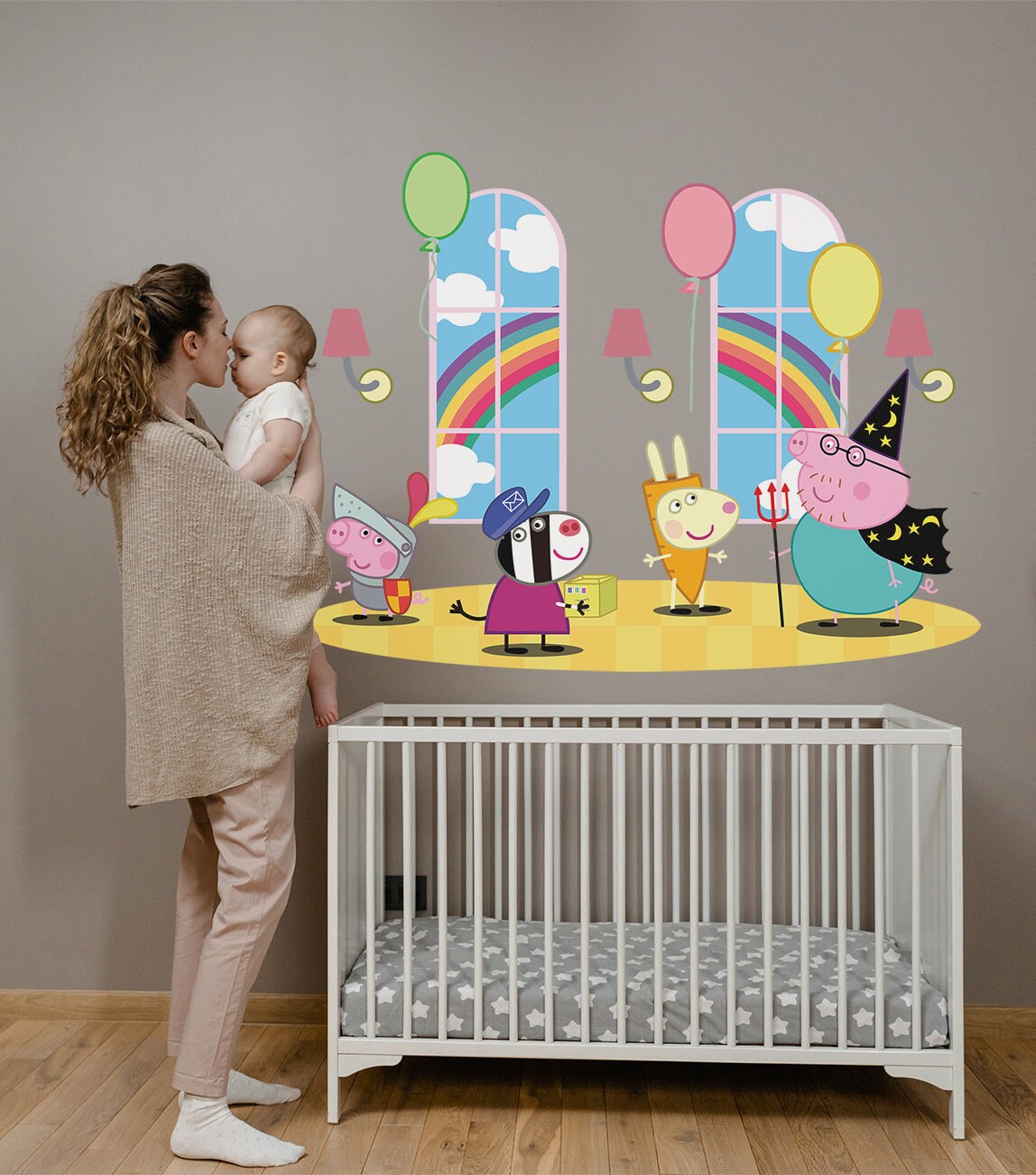 Peppa Pig Wall Decal Peppa Family Wall Decal Piglet Cartoon Hasbro Wall ...