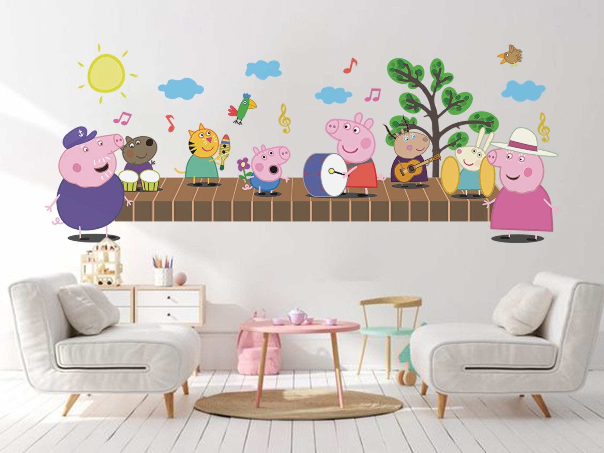 Peppa Pig Wall Sticker Peppa Pig Wallpaper Peppa Pig Family Wall Decal ...