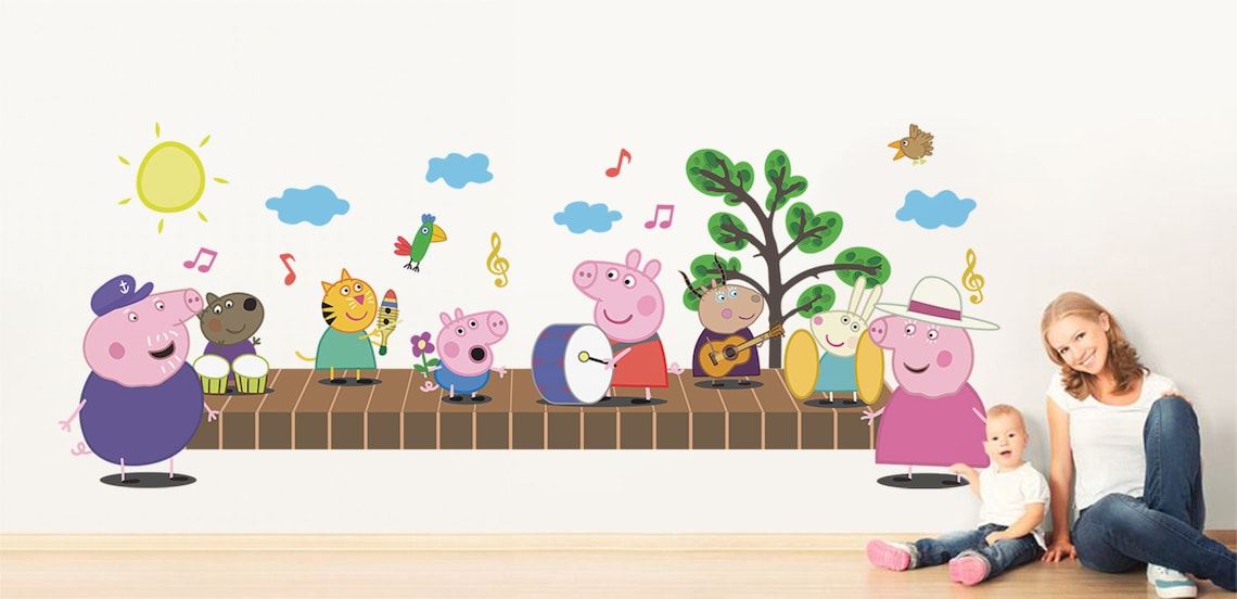Wall Sticker Peppa Pig Wall Art Peppa Family Wall Decal Peppa Pig ...