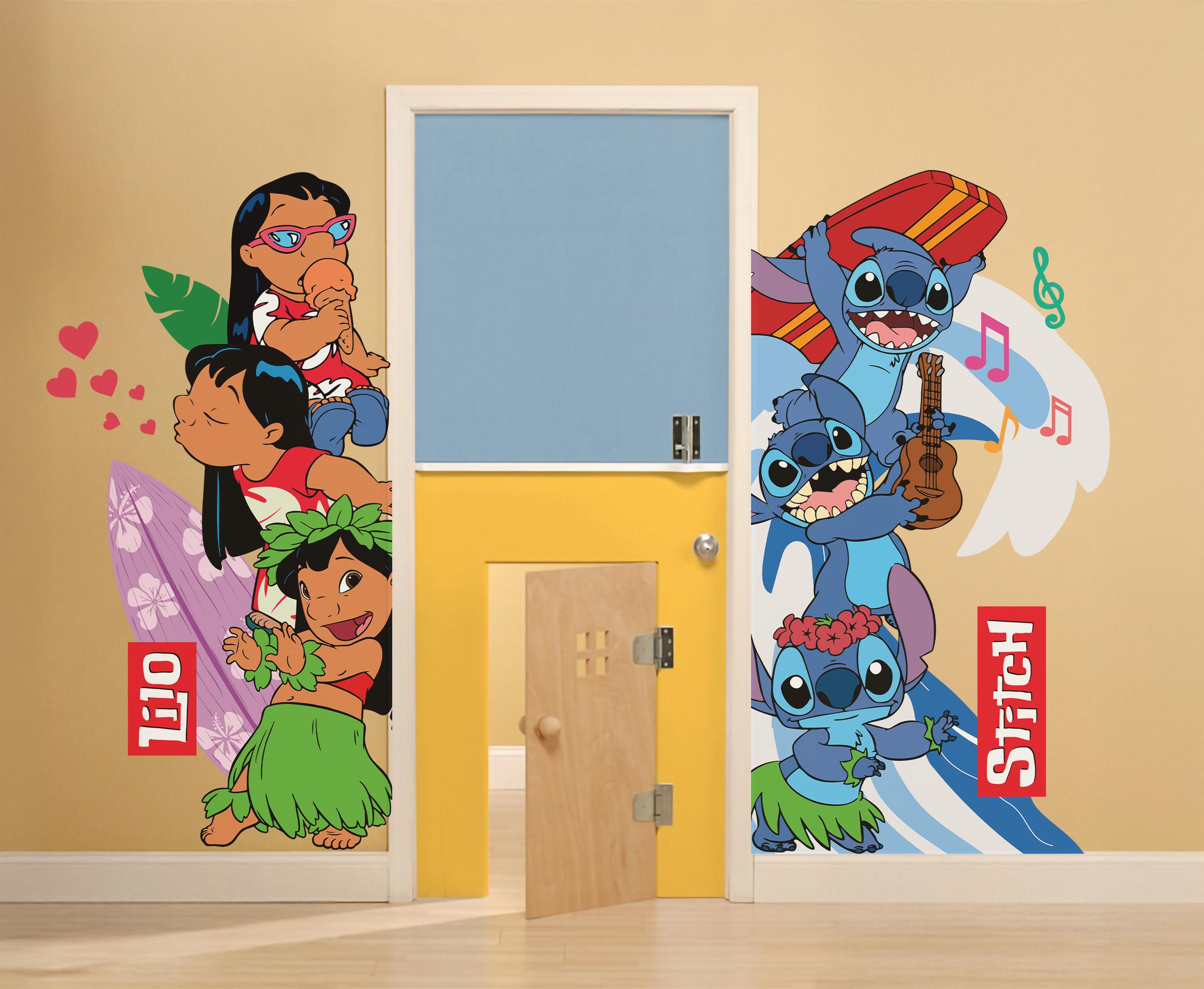 Lilo Wall Art Stitch Wall Decal Lilo Surfing Wallpaper Cartoon Wall ...